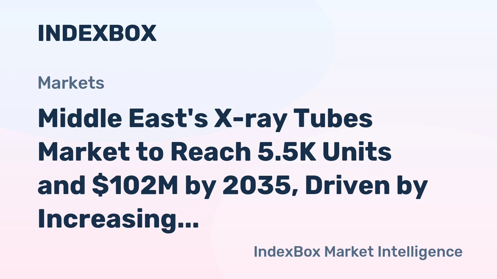 Middle East's X-ray Tubes Market to Reach 5.5K Units and $102M by 2035, Driven by Increasing Demand