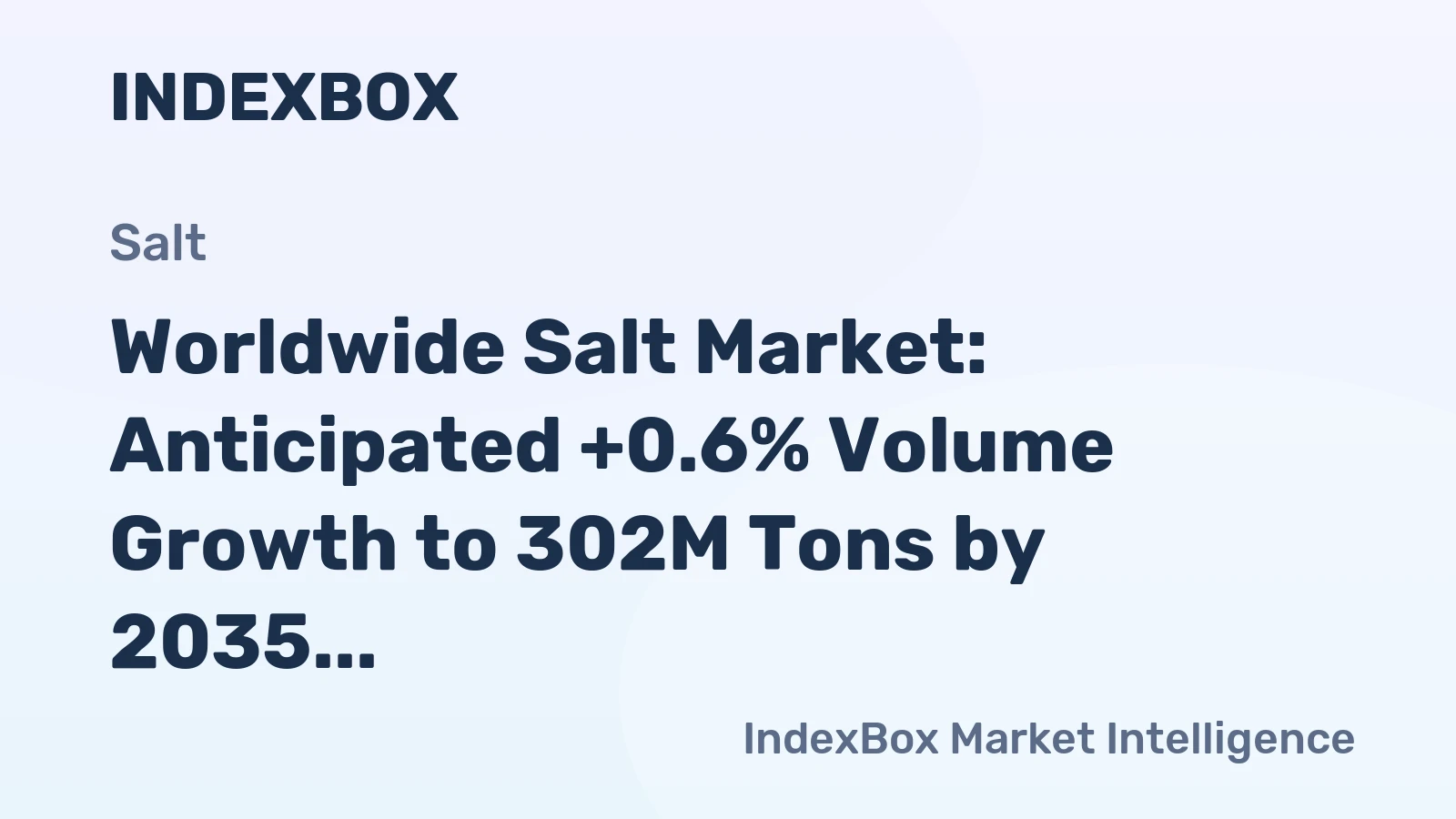 Worldwide Salt Market: Anticipated +0.6% Volume Growth to 302M Tons by 2035, $32.1B Value Forecasted