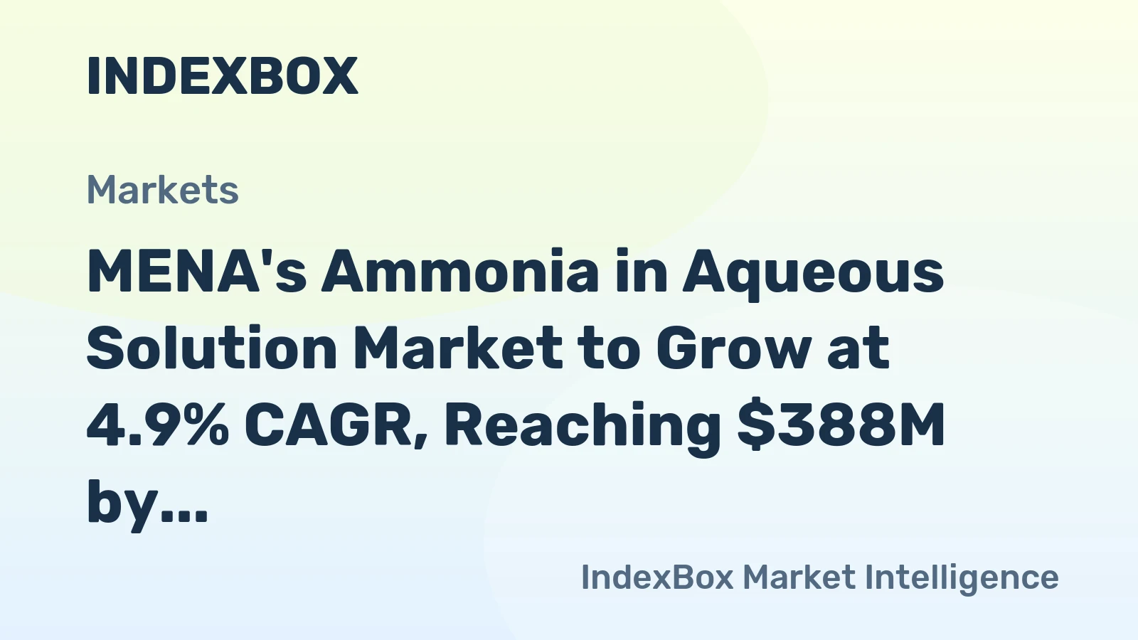 MENA's Ammonia in Aqueous Solution Market to Grow at 4.9% CAGR, Reaching $388M by 2035