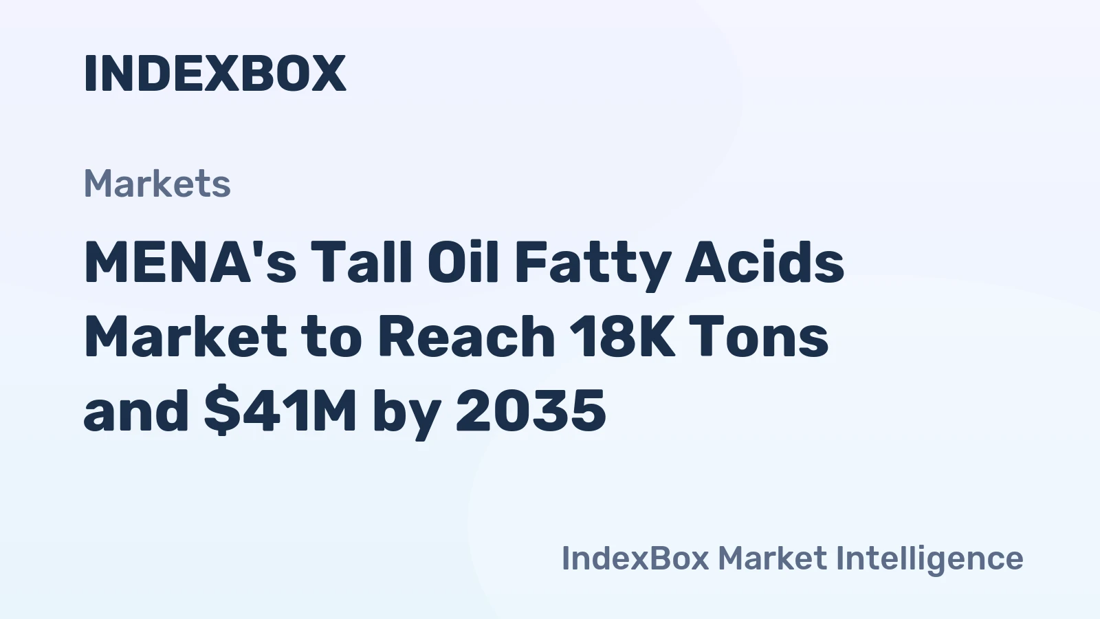 MENA's Tall Oil Fatty Acids Market to Reach 18K Tons and $41M by 2035