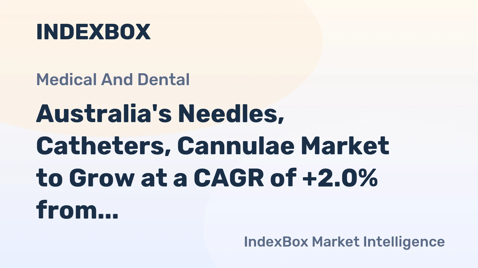 Australia's Needles, Catheters, Cannulae Market to Grow at a CAGR of +2.0% from 2024 to 2035