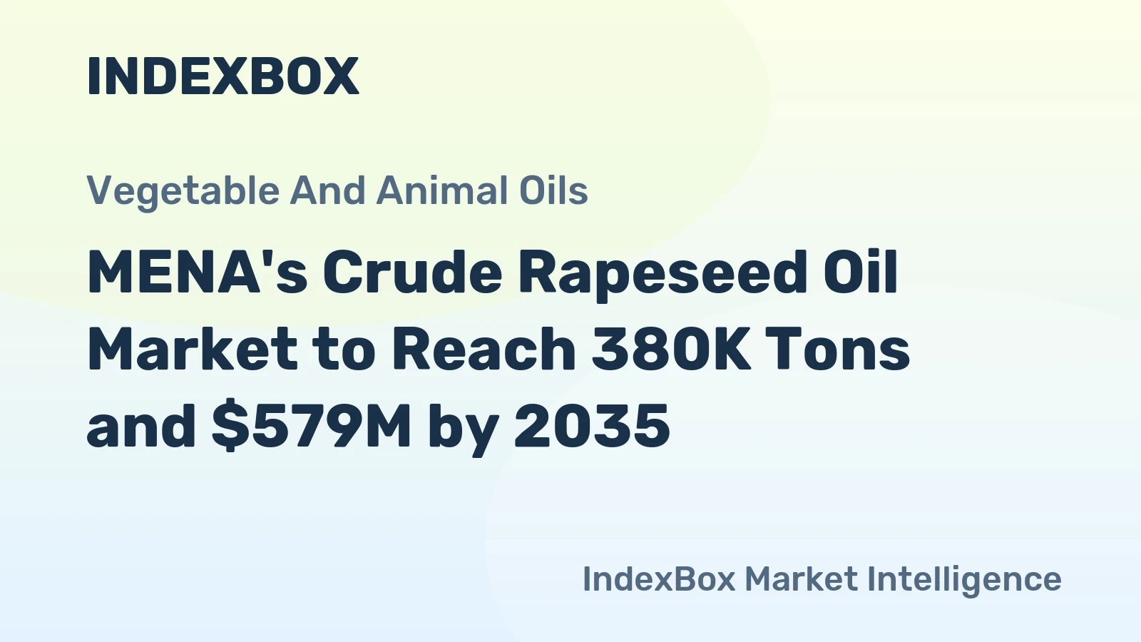 MENA's Crude Rapeseed Oil Market to Reach 380K Tons and $579M by 2035