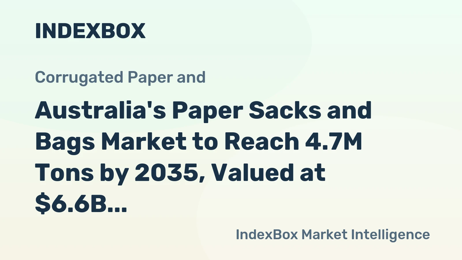 Australia's Paper Sacks and Bags Market to Reach 4.7M Tons by 2035, Valued at $6.6B