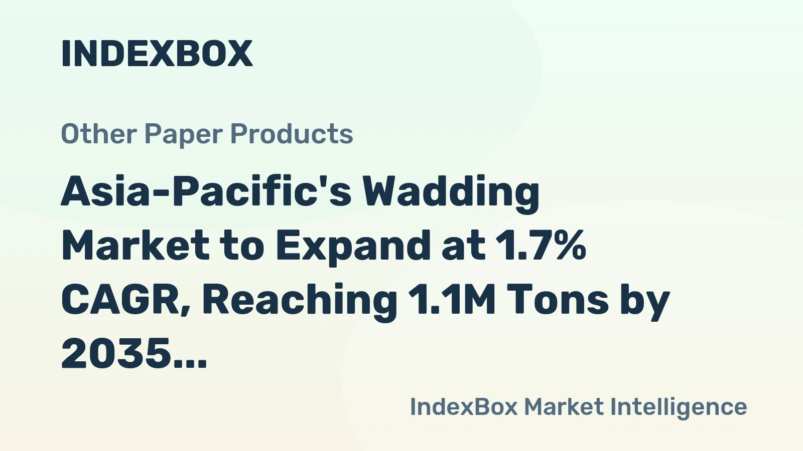 Asia-Pacific's Wadding Market to Expand at 1.7% CAGR, Reaching 1.1M Tons by 2035