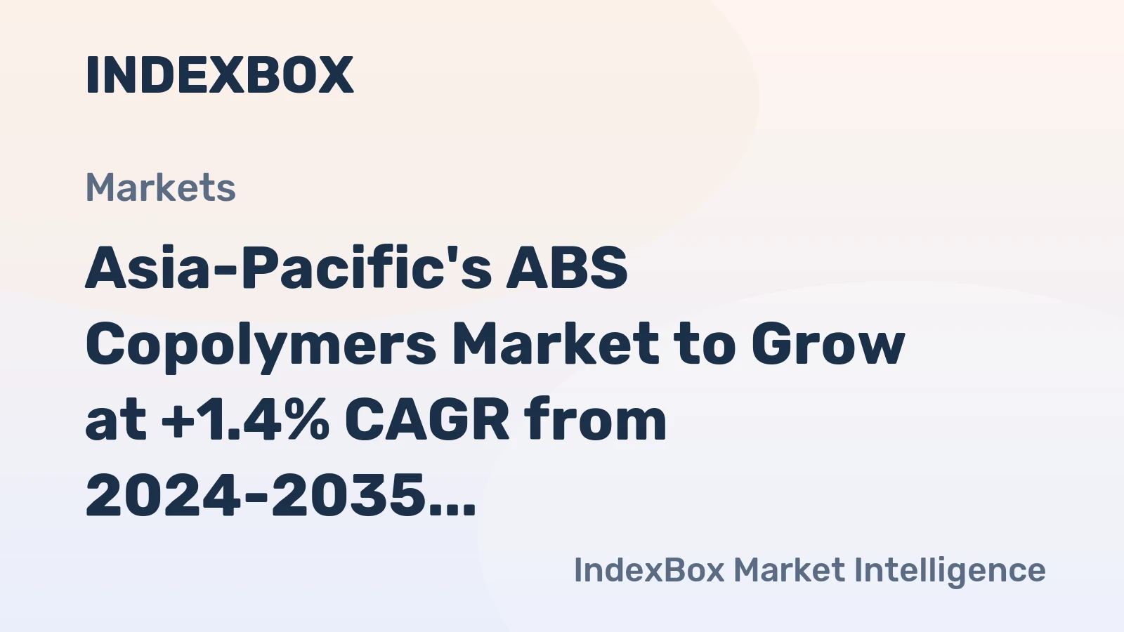 Asia-Pacific's ABS Copolymers Market to Grow at +1.4% CAGR from 2024-2035, Reaching 4.5M Tons