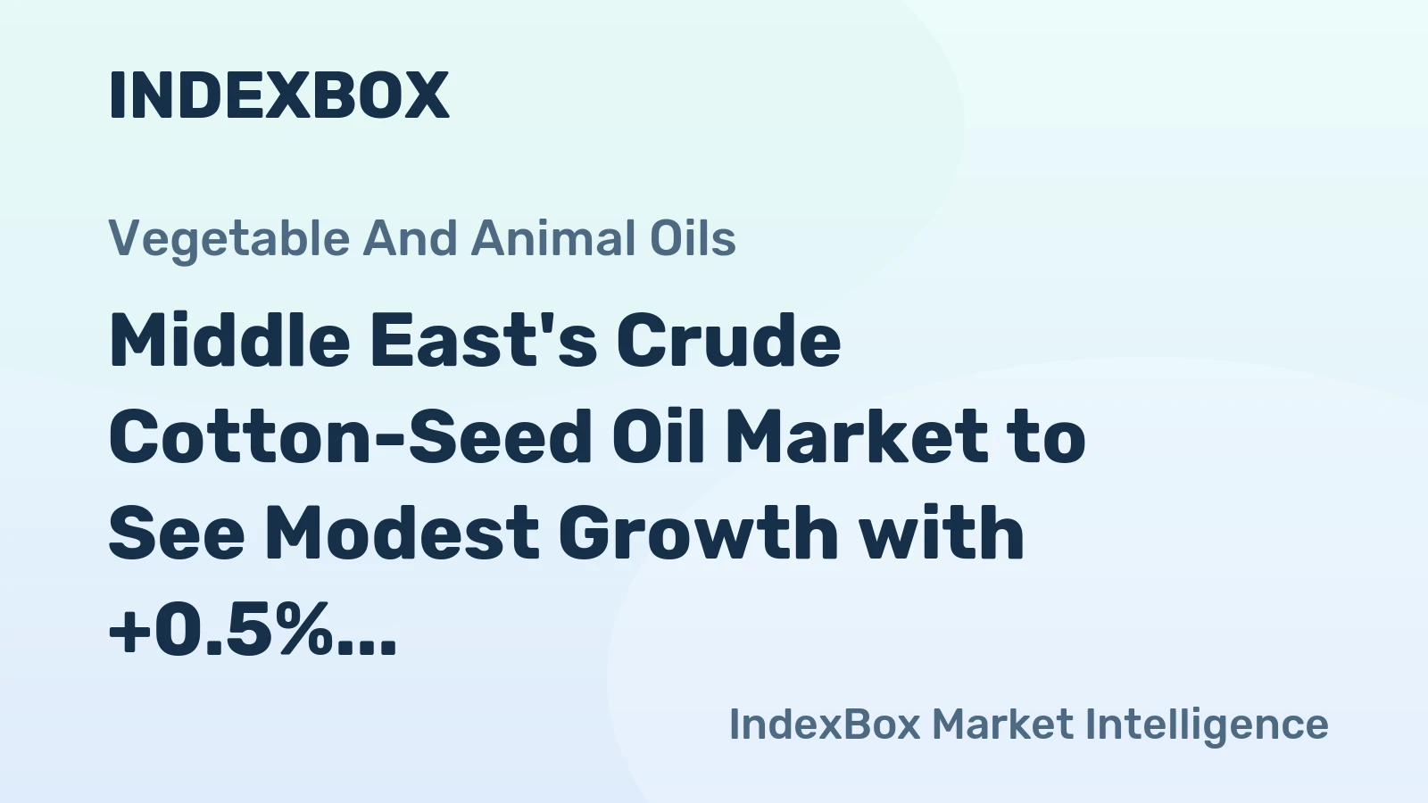 Middle East's Crude Cotton-Seed Oil Market to See Modest Growth with +0.5% CAGR
