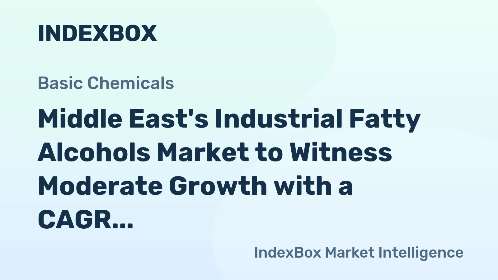 Middle East's Industrial Fatty Alcohols Market to Witness Moderate Growth with a CAGR of +1.6% from 2024 to 2035, Reaching $528M