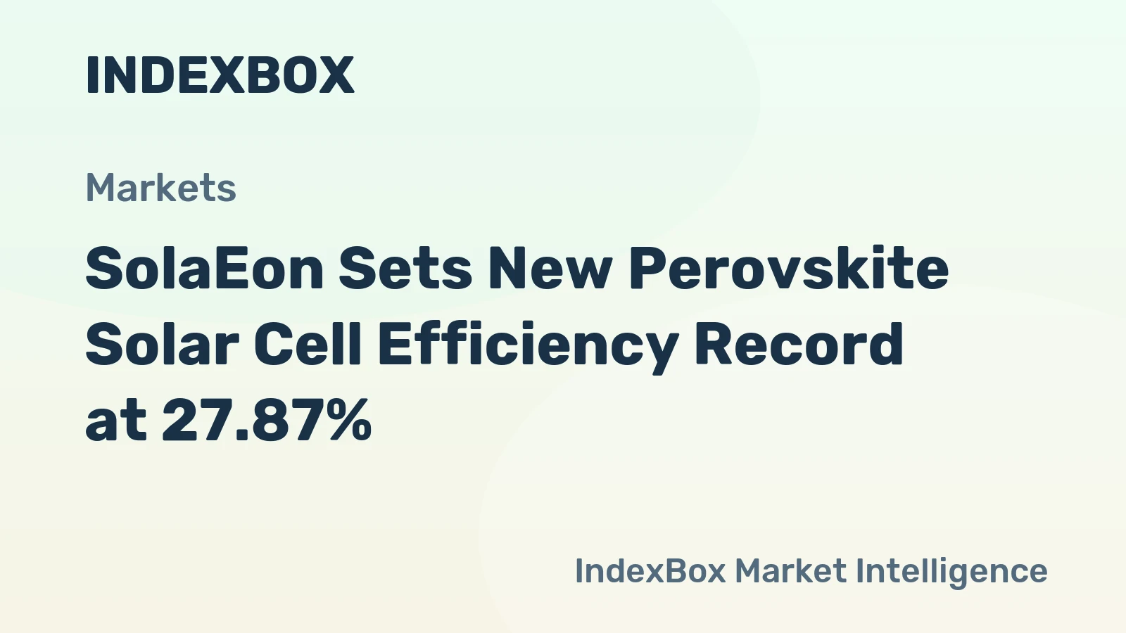 SolaEon Sets New Perovskite Solar Cell Efficiency Record at 27.87%