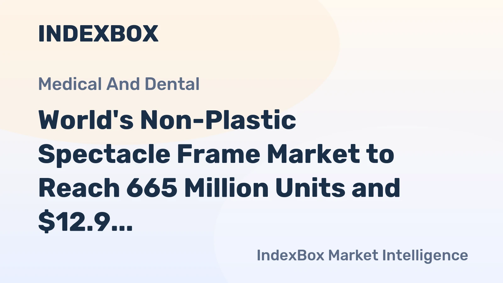 World's Non-Plastic Spectacle Frame Market to Reach 665 Million Units and $12.9 Billion by 2035