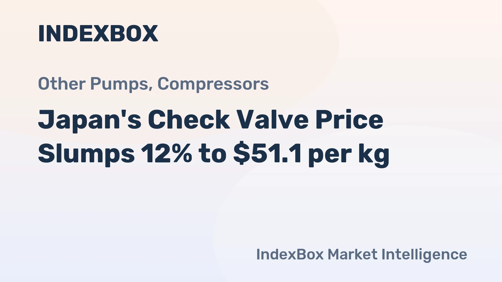 Japan's Check Valve Price Slumps 12% to $51.1 per kg