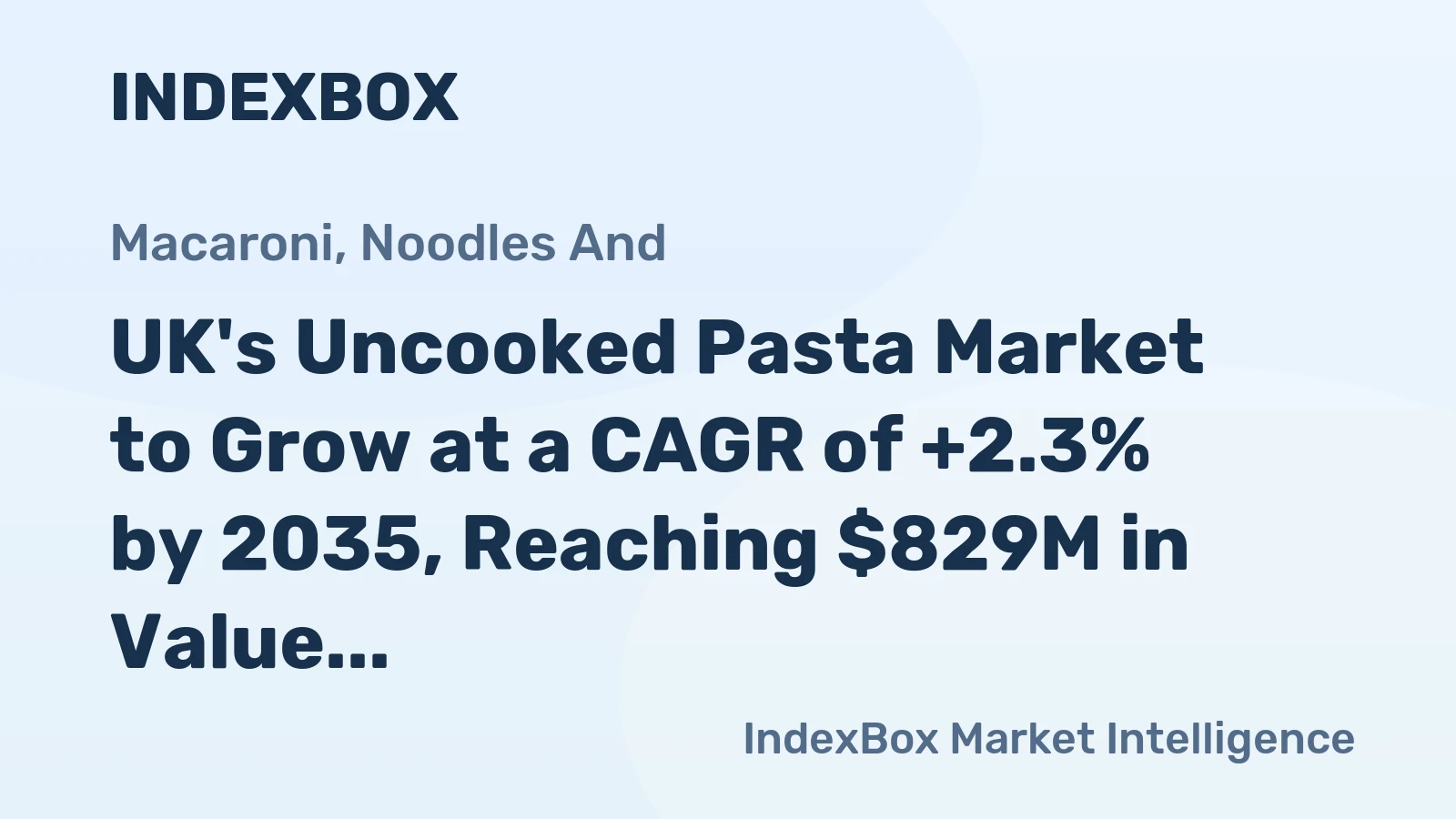 UK's Uncooked Pasta Market to Grow at a CAGR of +2.3% by 2035, Reaching $829M in Value