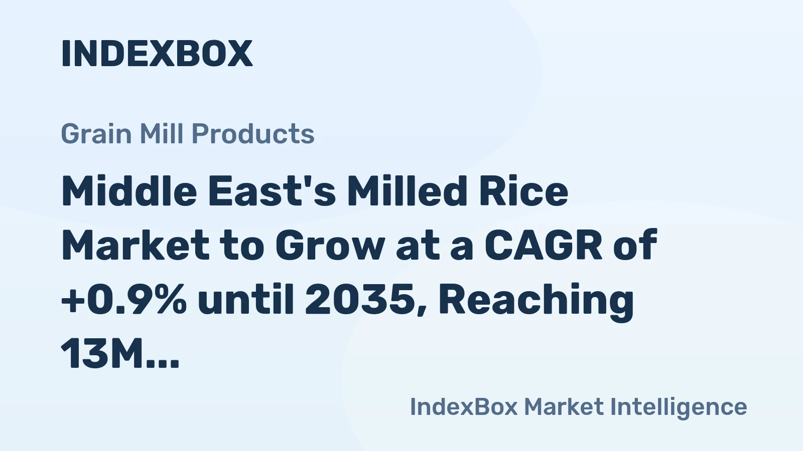 Middle East's Milled Rice Market to Grow at a CAGR of +0.9% until 2035, Reaching 13M Tons