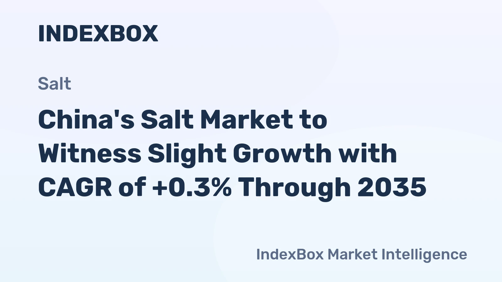 China's Salt Market to Witness Slight Growth with CAGR of +0.3% Through 2035