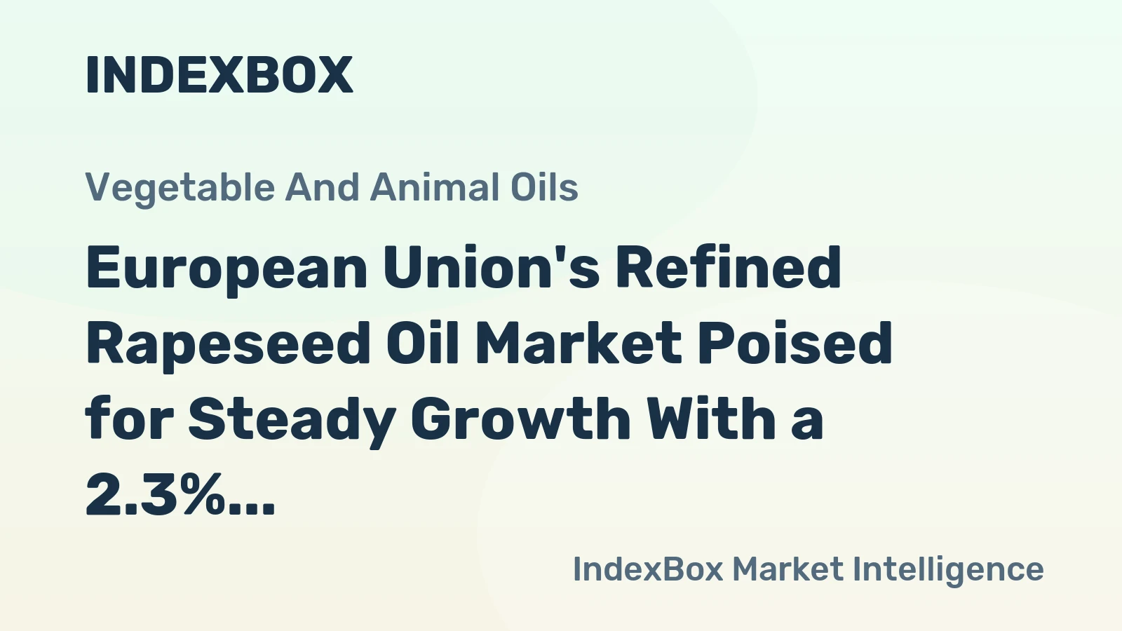 European Union's Refined Rapeseed Oil Market Poised for Steady Growth With a 2.3% CAGR in Value