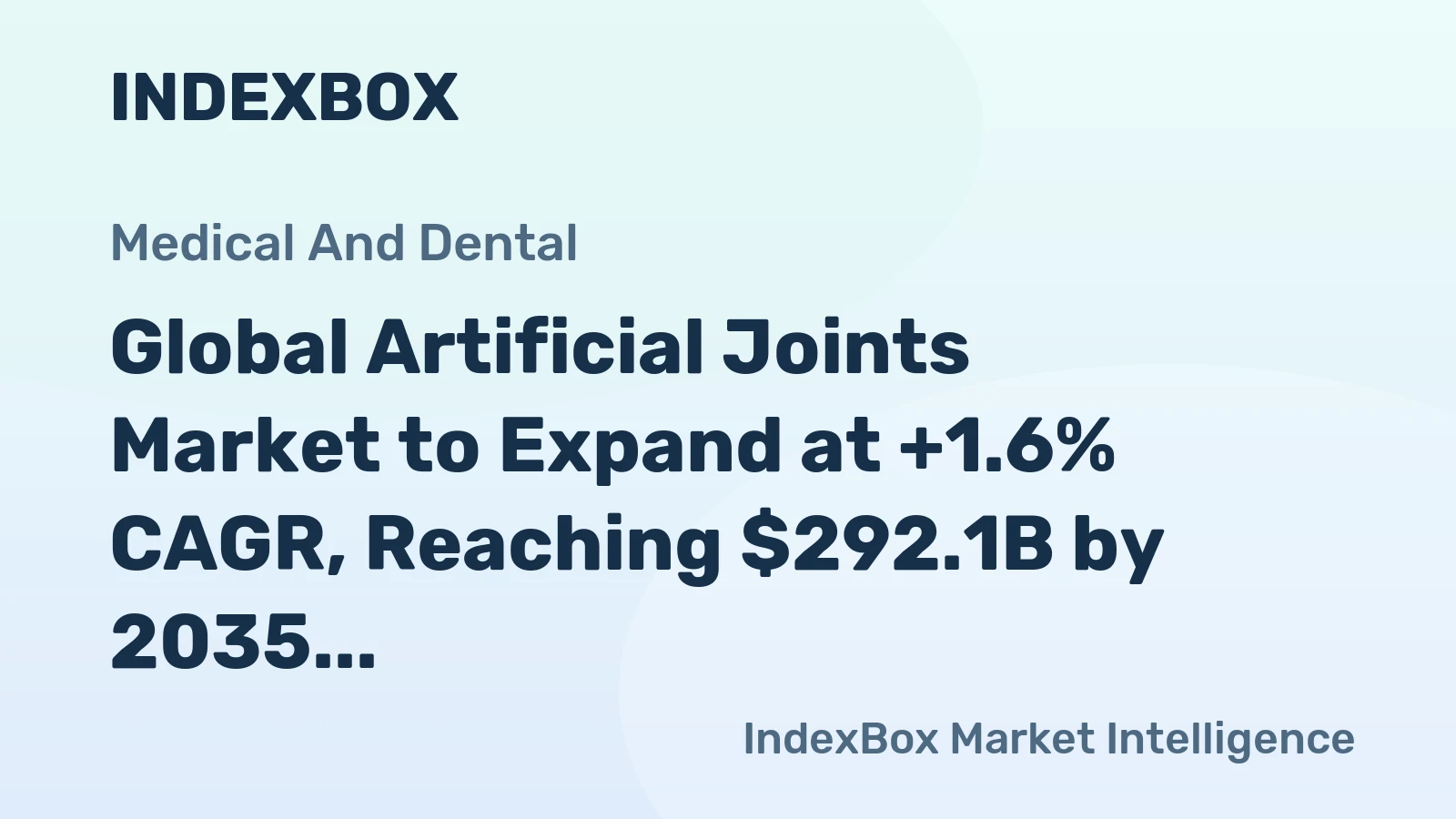 Global Artificial Joints Market to Expand at +1.6% CAGR, Reaching $292.1B by 2035