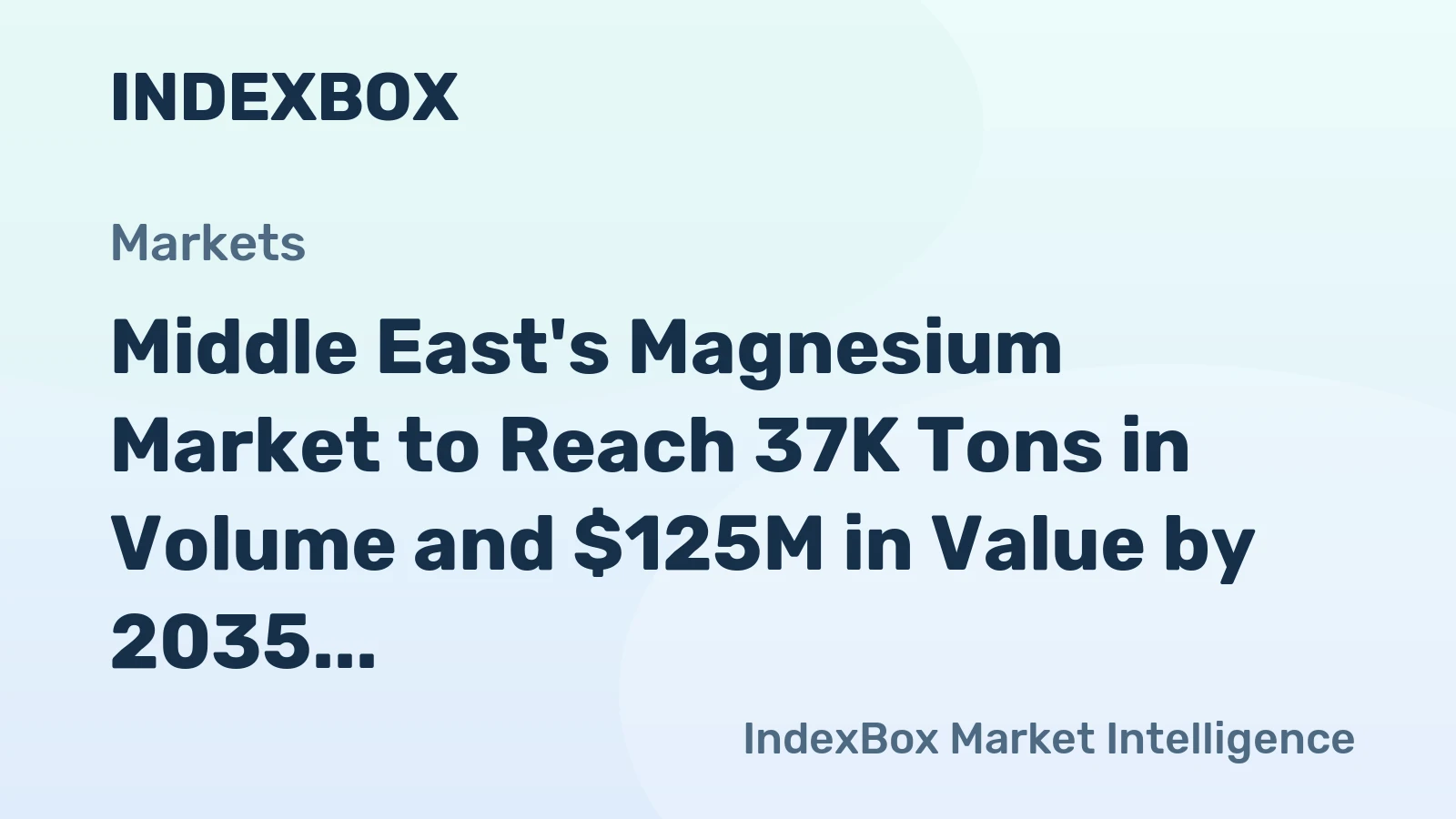 Middle East's Magnesium Market to Reach 37K Tons in Volume and $125M in Value by 2035