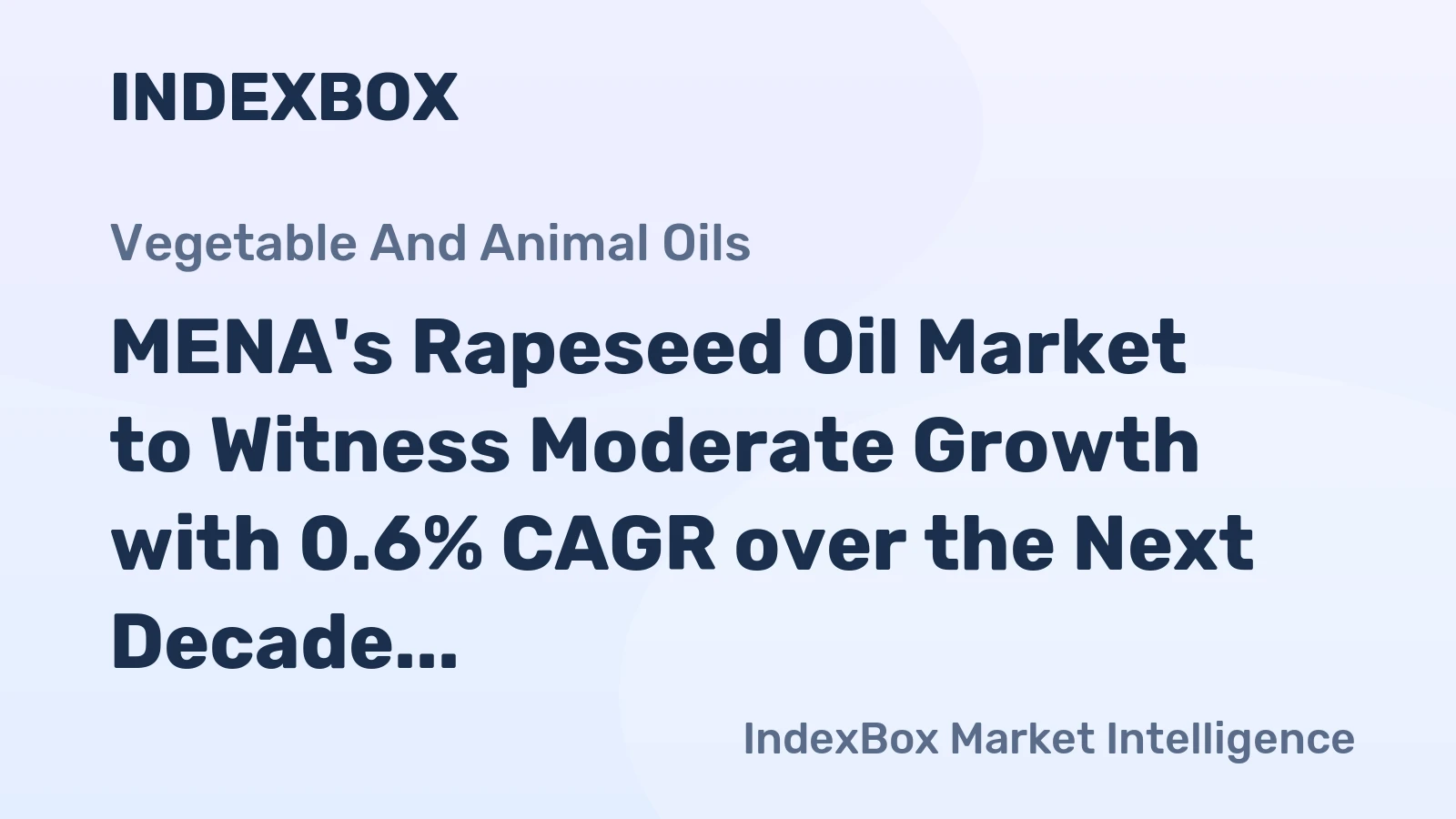 MENA's Rapeseed Oil Market to Witness Moderate Growth with 0.6% CAGR over the Next Decade