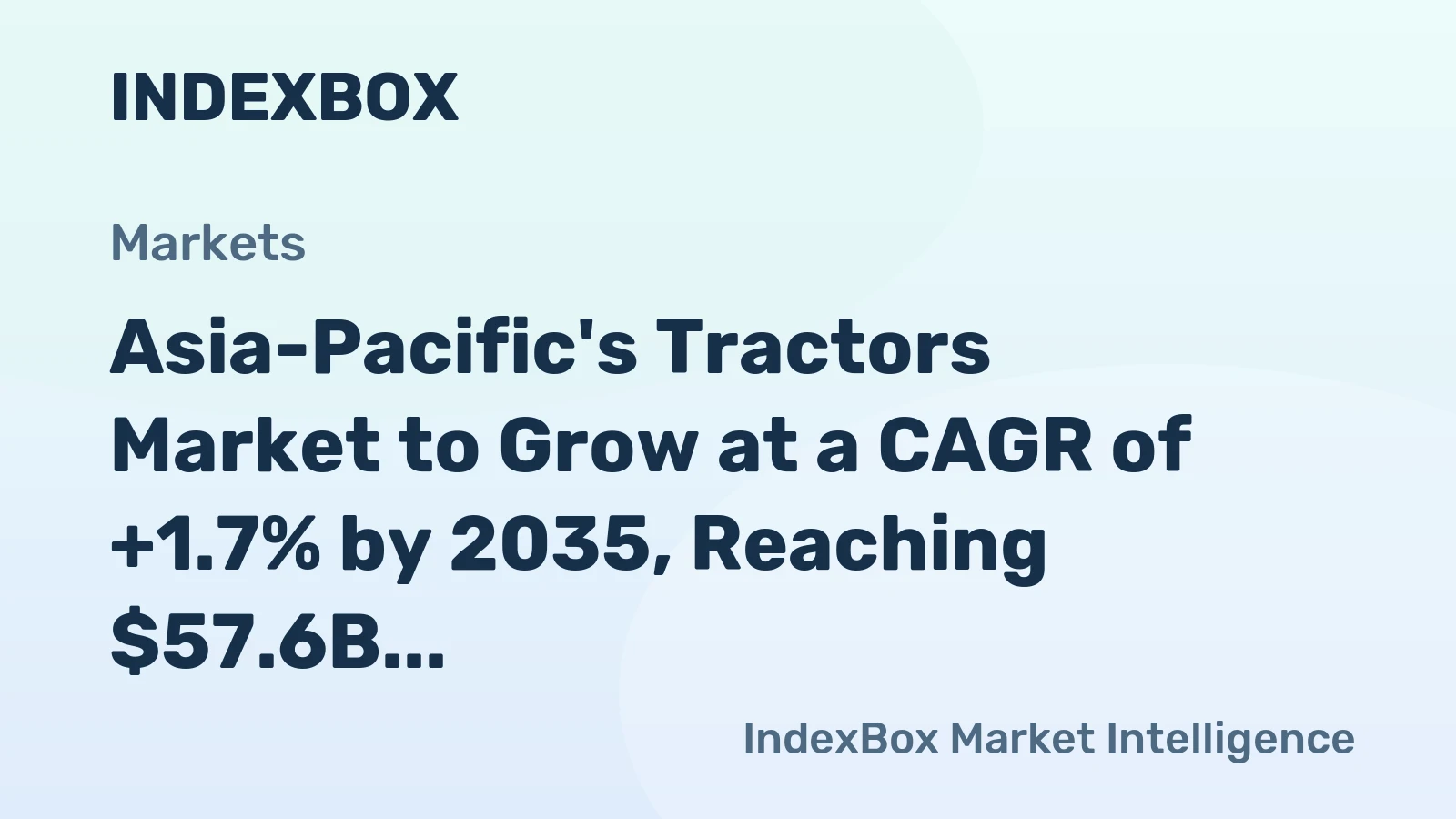 Asia-Pacific's Tractors Market to Grow at a CAGR of +1.7% by 2035, Reaching $57.6B in Value