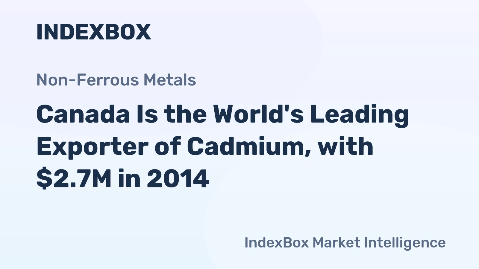 Canada Is the World's Leading Exporter of Cadmium, with $2.7M in 2014