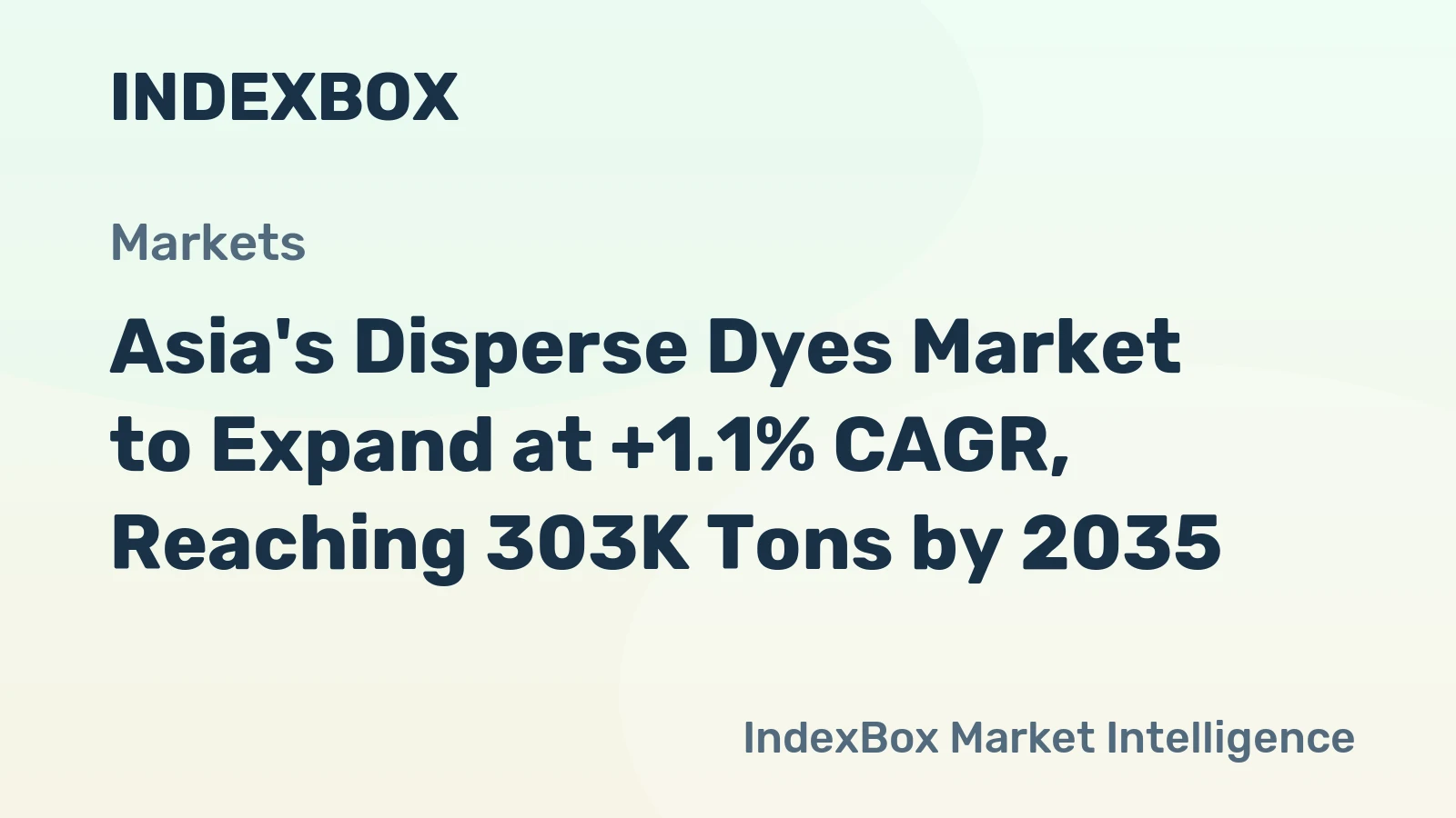 Asia's Disperse Dyes Market to Expand at +1.1% CAGR, Reaching 303K Tons by 2035