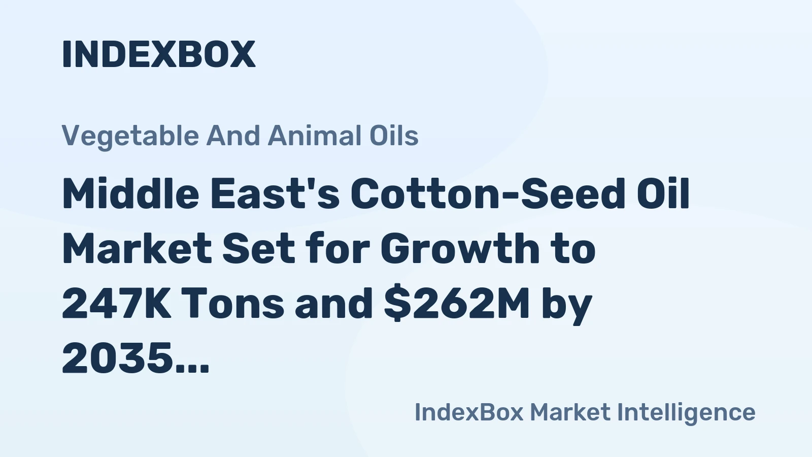 Middle East's Cotton-Seed Oil Market Set for Growth to 247K Tons and $262M by 2035