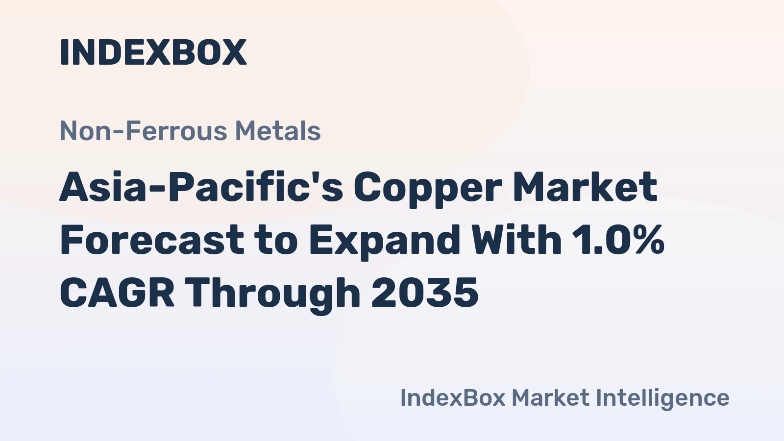 Asia-Pacific's Copper Market Forecast to Expand With 1.0% CAGR Through 2035