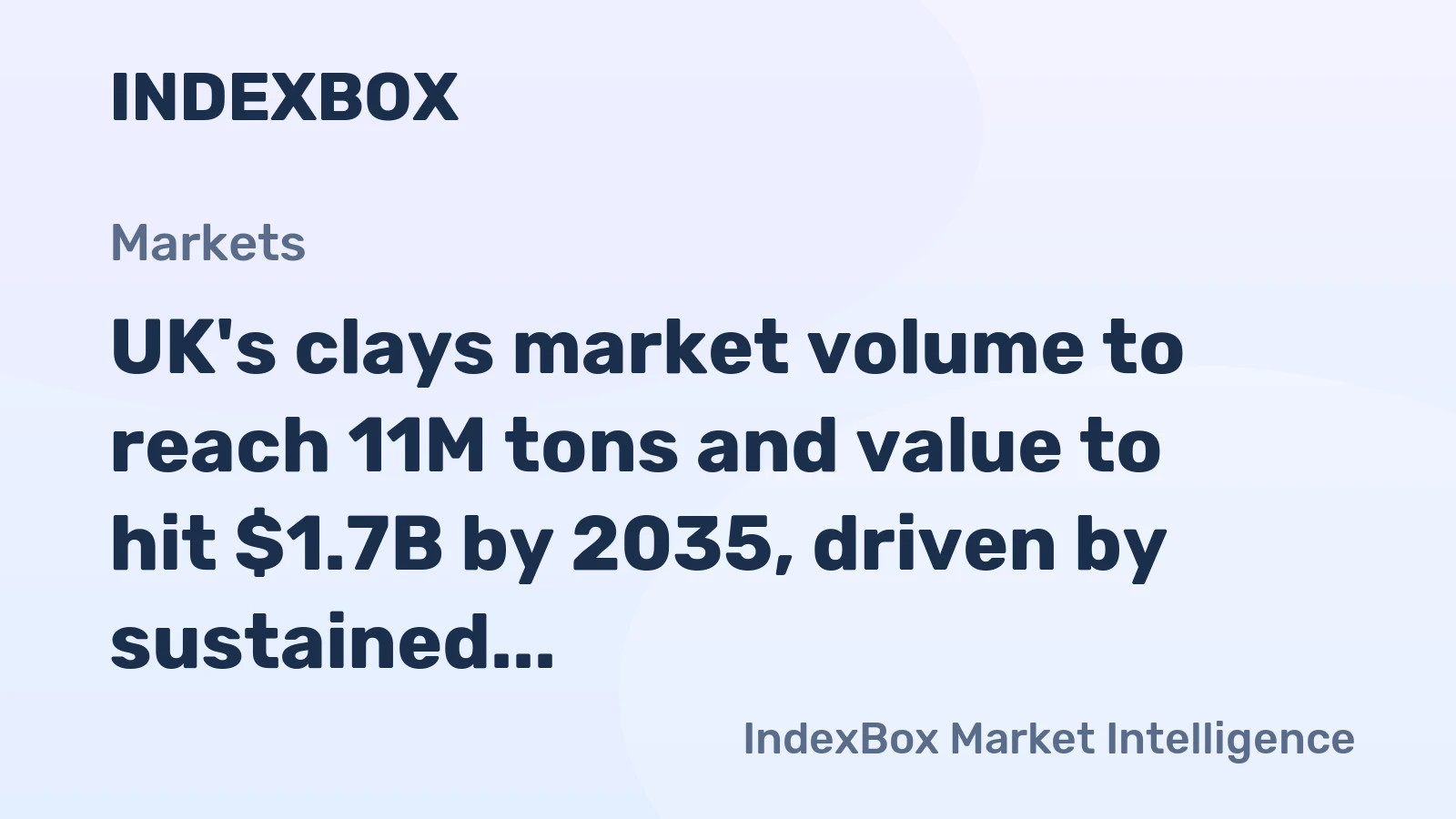 UK's clays market volume to reach 11M tons and value to hit $1.7B by 2035, driven by sustained demand growth.
