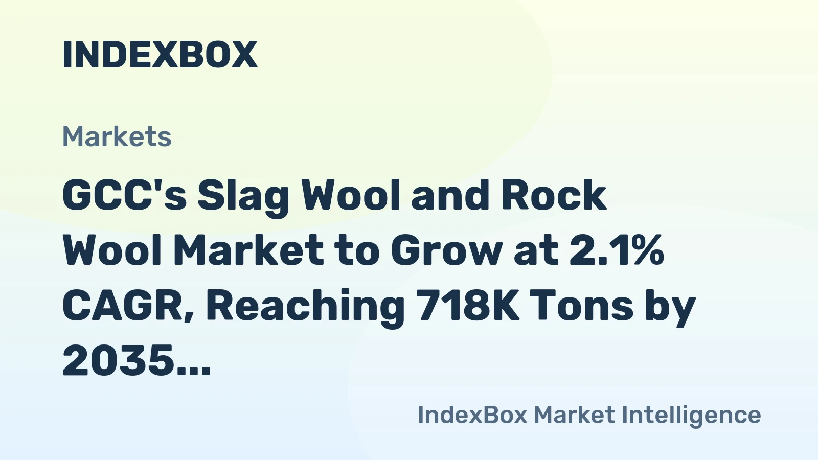 GCC's Slag Wool and Rock Wool Market to Grow at 2.1% CAGR, Reaching 718K Tons by 2035