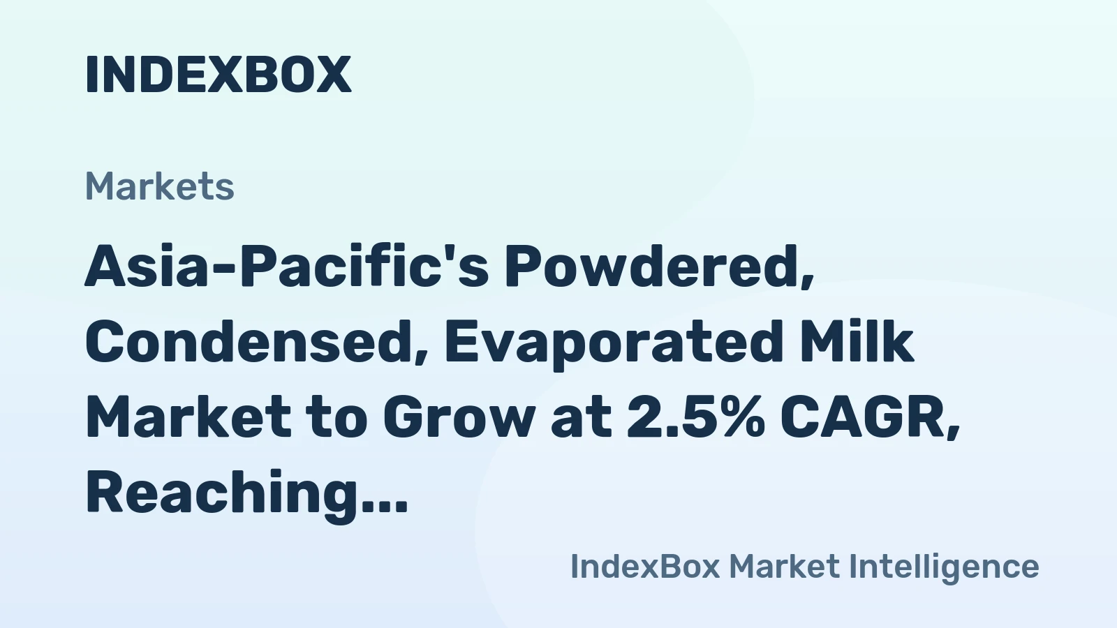 Asia-Pacific's Powdered, Condensed, Evaporated Milk Market to Grow at 2.5% CAGR, Reaching 4.6M Tons by 2035