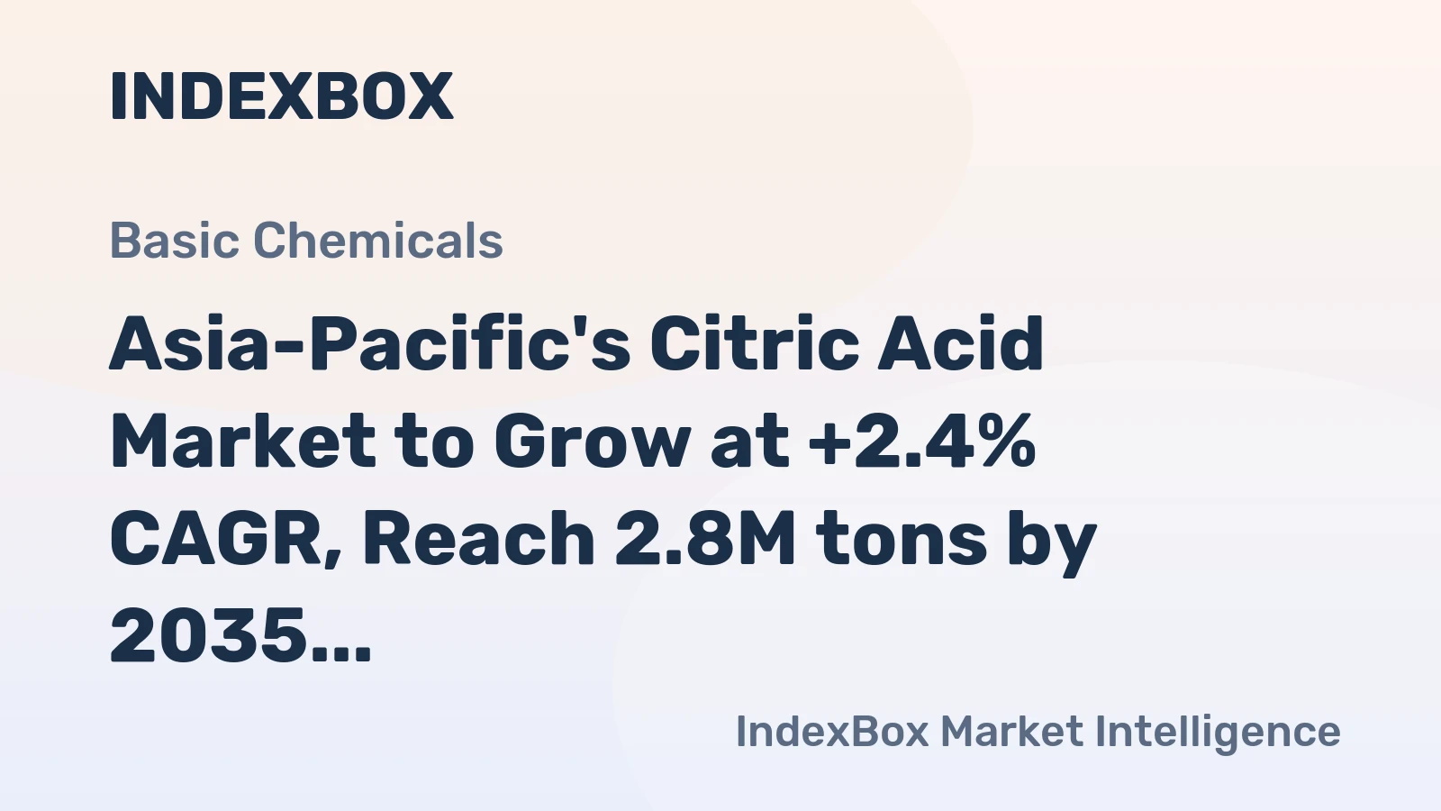 Asia-Pacific's Citric Acid Market to Grow at +2.4% CAGR, Reach 2.8M tons by 2035