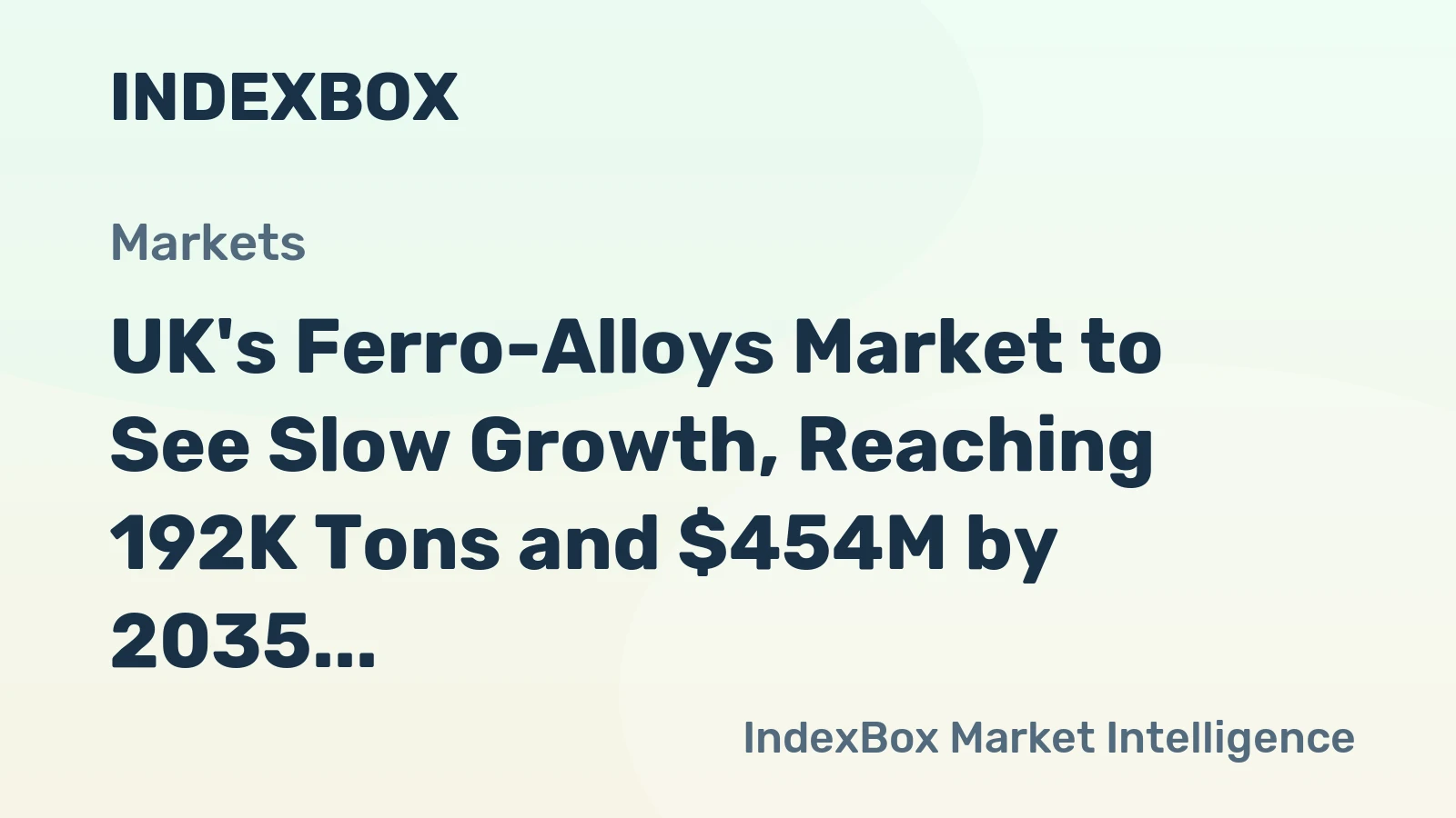 UK's Ferro-Alloys Market to See Slow Growth, Reaching 192K Tons and $454M by 2035