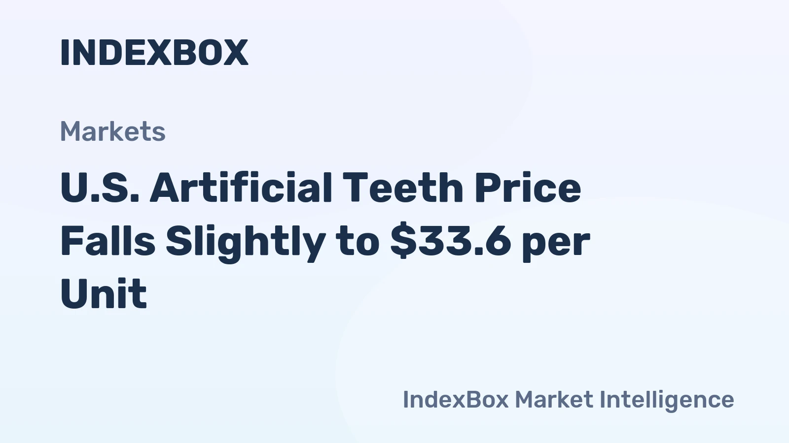 U.S. Artificial Teeth Price Falls Slightly to $33.6 per Unit