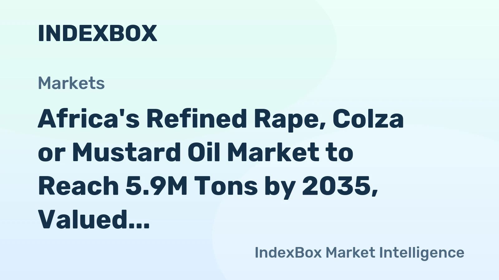 Africa's Refined Rape, Colza or Mustard Oil Market to Reach 5.9M Tons by 2035, Valued at $12.1B