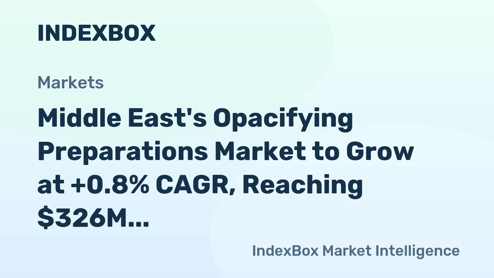 Middle East's Opacifying Preparations Market to Grow at +0.8% CAGR, Reaching $326M by 2035