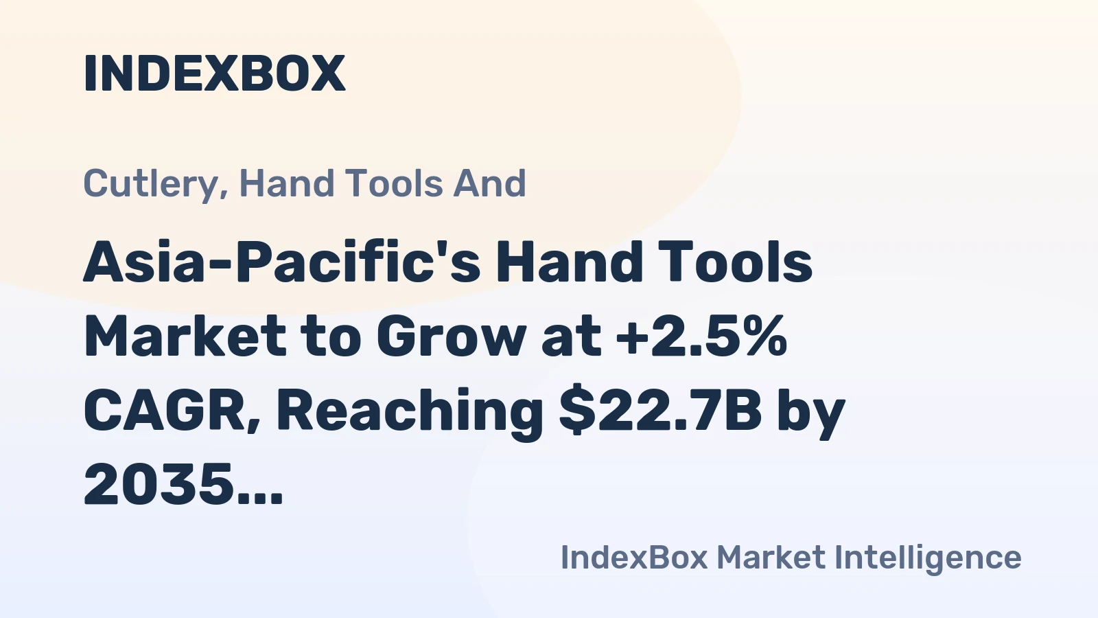 Asia-Pacific's Hand Tools Market to Grow at +2.5% CAGR, Reaching $22.7B by 2035