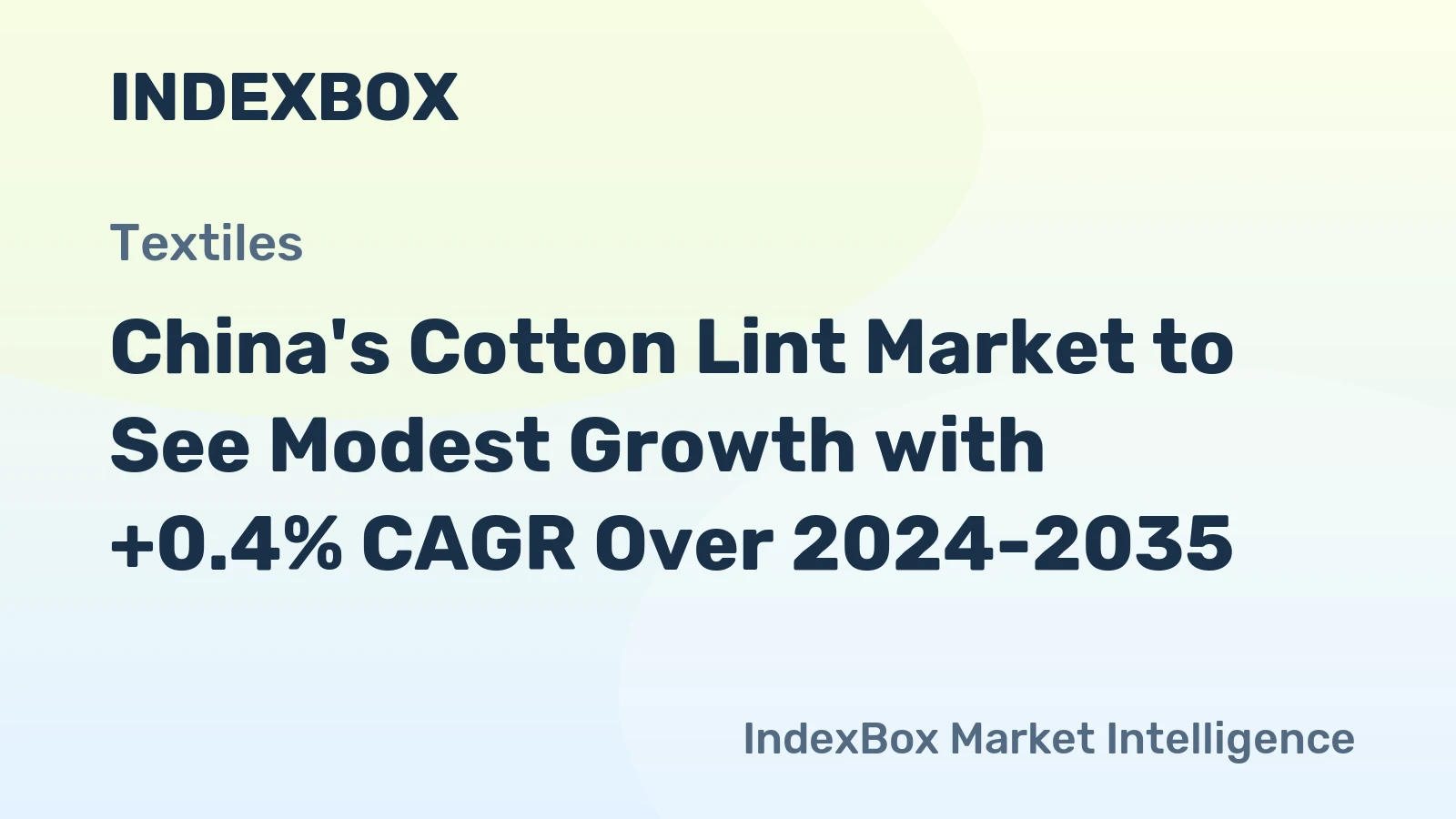 China's Cotton Lint Market to See Modest Growth with +0.4% CAGR Over 2024-2035