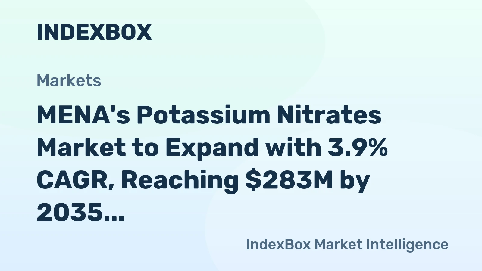 MENA's Potassium Nitrates Market to Expand with 3.9% CAGR, Reaching $283M by 2035