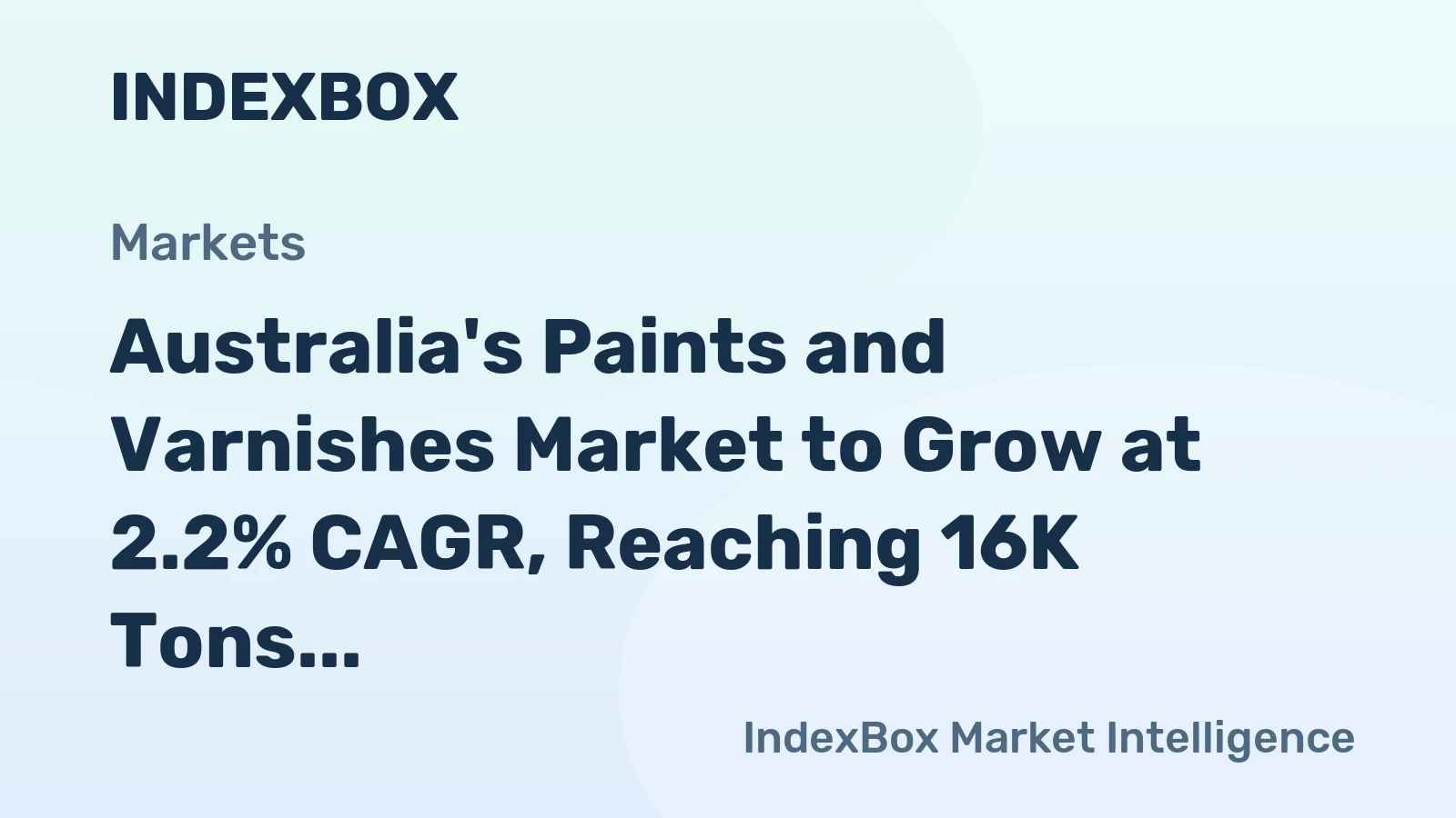 Australia's Paints and Varnishes Market to Grow at 2.2% CAGR, Reaching 16K Tons by 2035