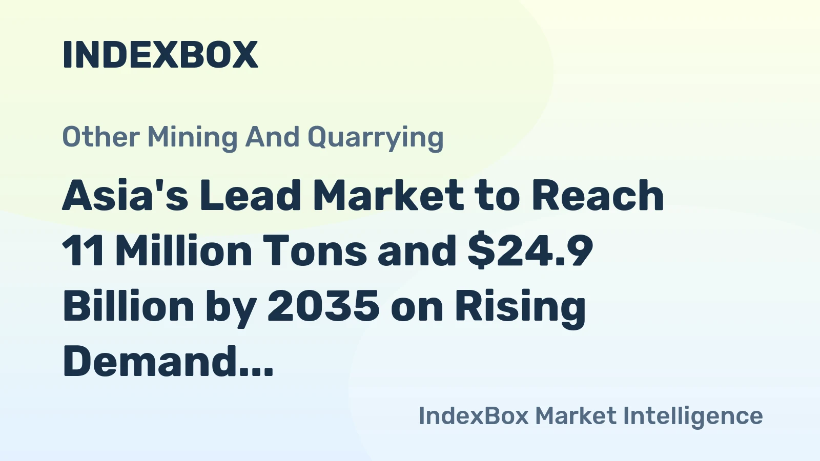 Asia's Lead Market to Reach 11 Million Tons and $24.9 Billion by 2035 on Rising Demand