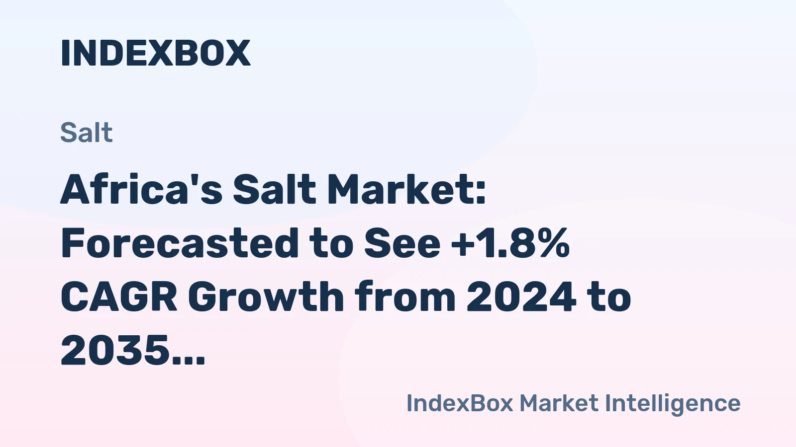 Africa's Salt Market: Forecasted to See +1.8% CAGR Growth from 2024 to 2035