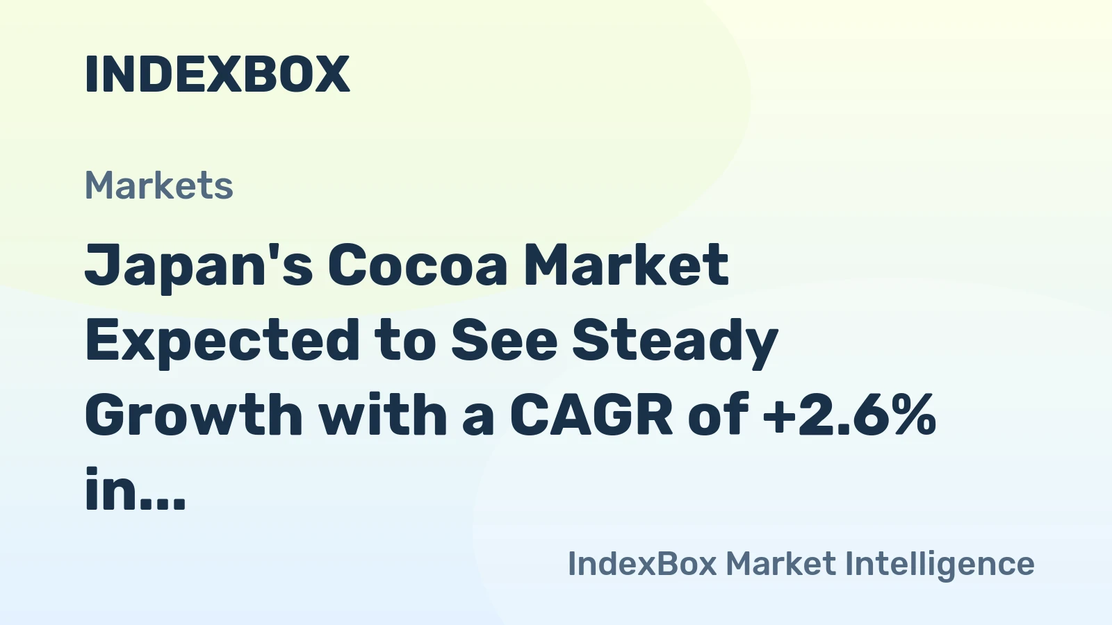 Japan's Cocoa Market Expected to See Steady Growth with a CAGR of +2.6% in Volume and +4.0% in Value from 2024 to 2035