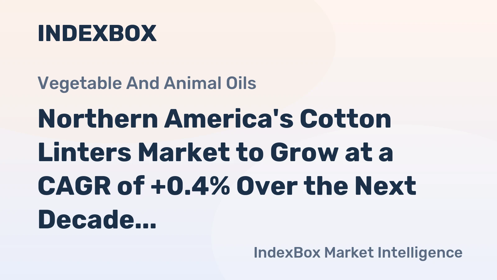 Northern America's Cotton Linters Market to Grow at a CAGR of +0.4% Over the Next Decade