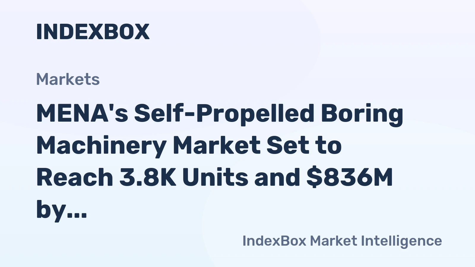 MENA's Self-Propelled Boring Machinery Market Set to Reach 3.8K Units and $836M by 2035
