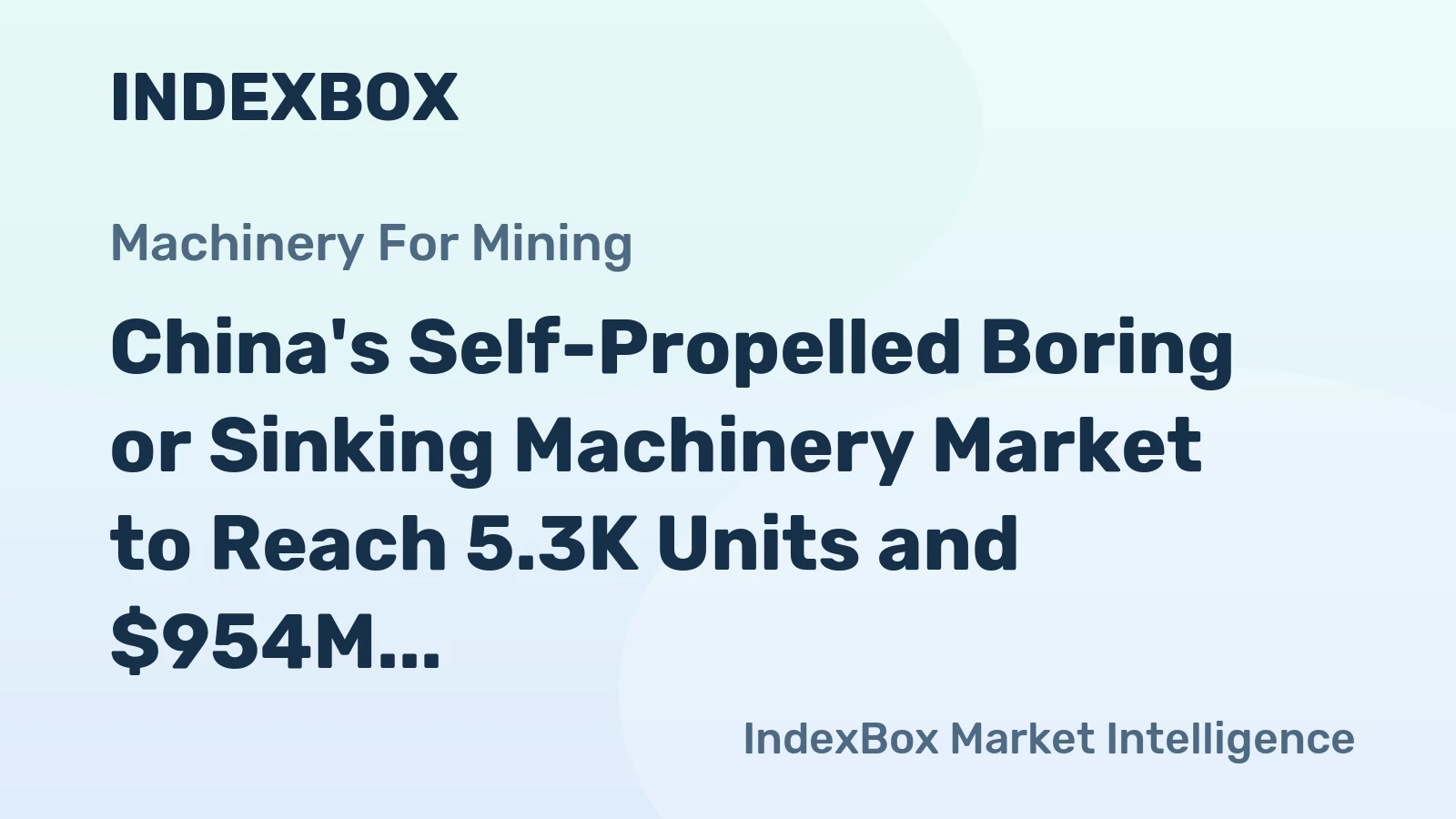 China's Self-Propelled Boring or Sinking Machinery Market to Reach 5.3K Units and $954M Value by 2035
