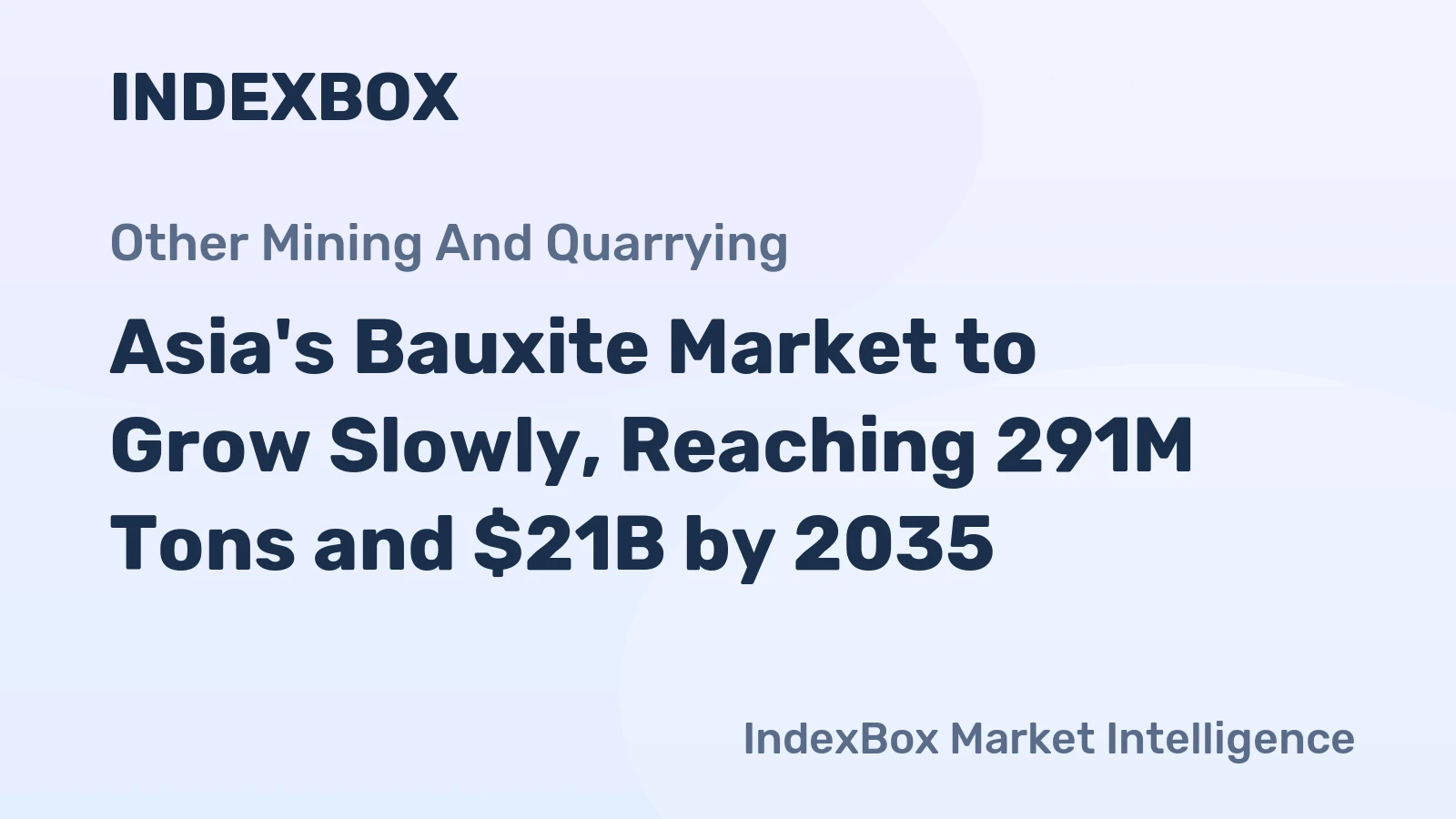 Asia's Bauxite Market to Grow Slowly, Reaching 291M Tons and $21B by 2035