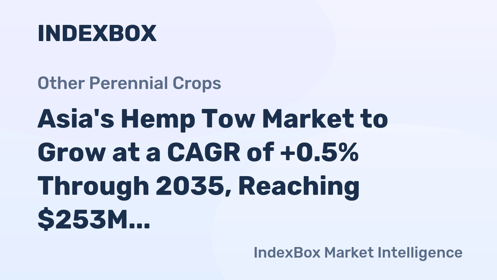 Asia's Hemp Tow Market to Grow at a CAGR of +0.5% Through 2035, Reaching $253M by the End of the Decade