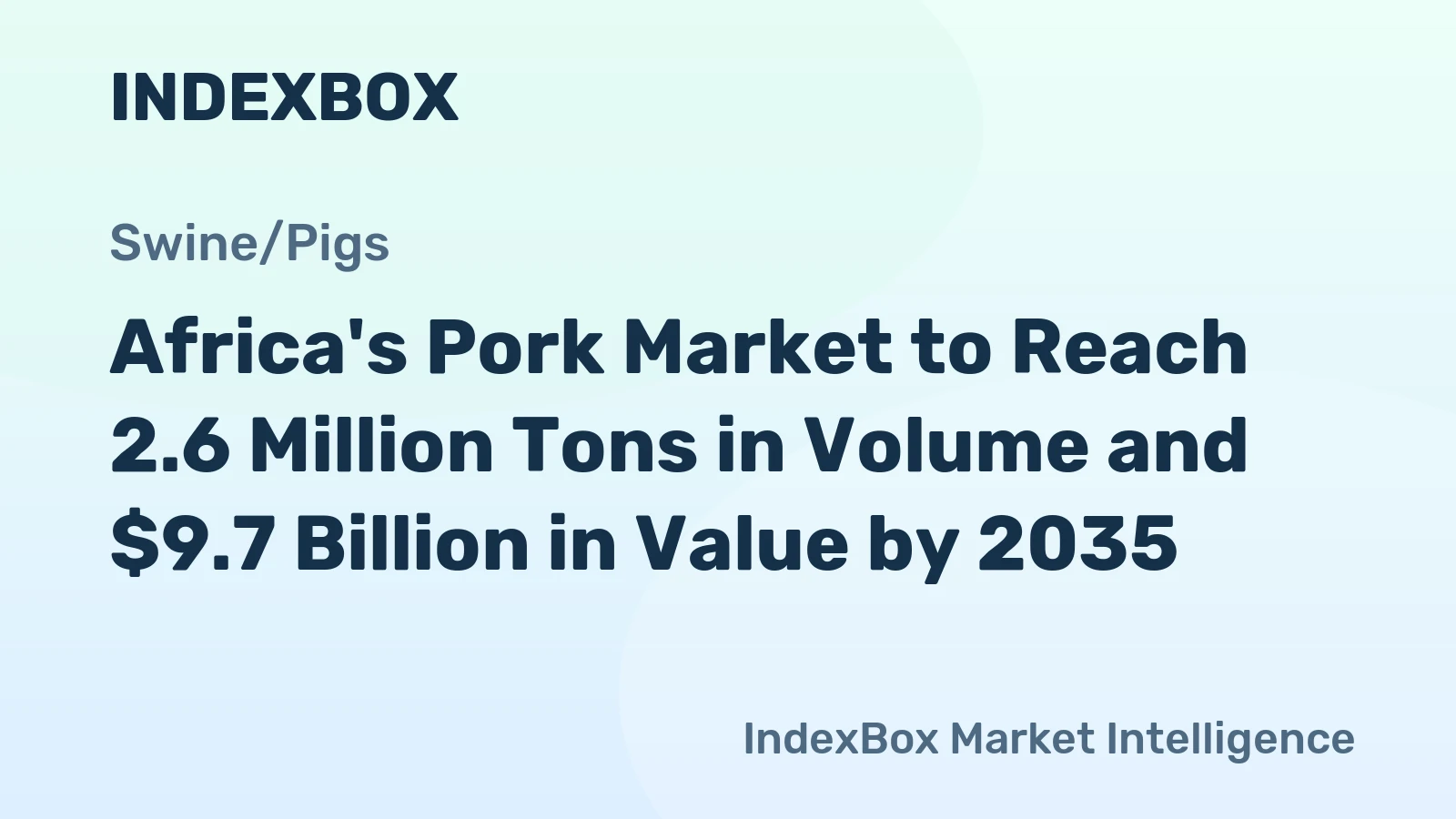 Africa's Pork Market to Reach 2.6 Million Tons in Volume and $9.7 Billion in Value by 2035
