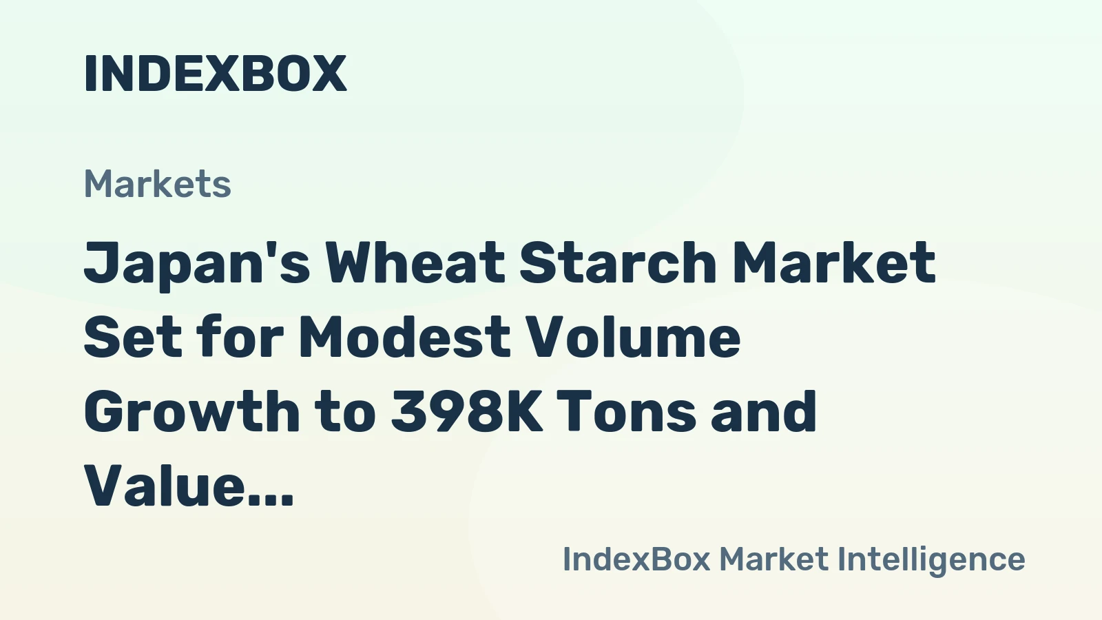 Japan's Wheat Starch Market Set for Modest Volume Growth to 398K Tons and Value Rise to $1.1B by 2035