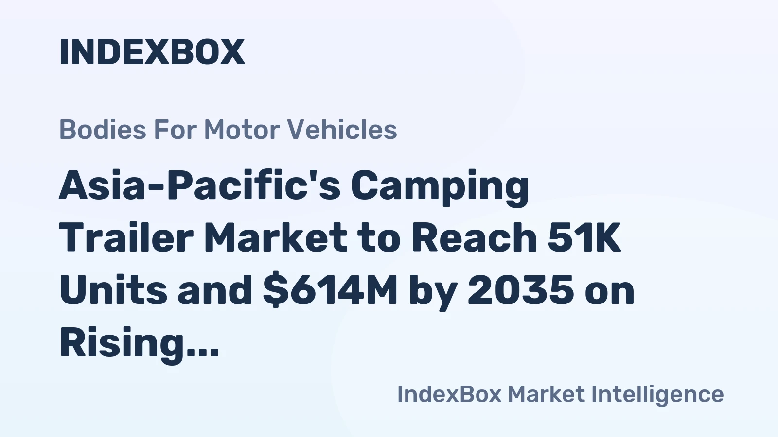 Asia-Pacific's Camping Trailer Market to Reach 51K Units and $614M by 2035 on Rising Demand