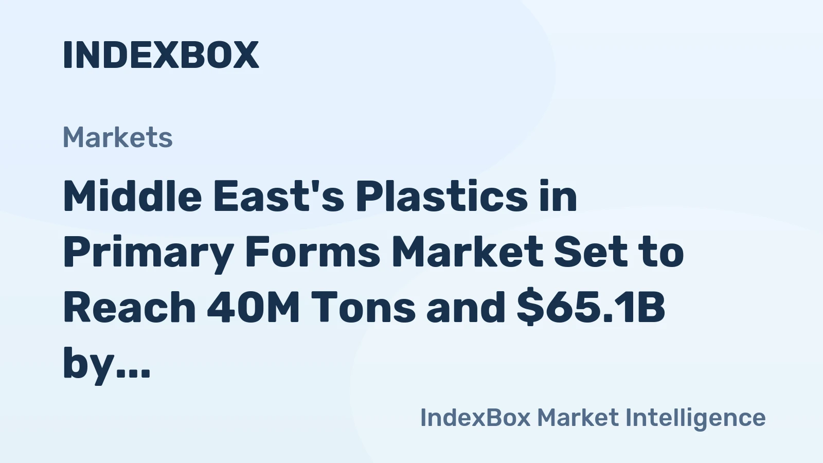 Middle East's Plastics in Primary Forms Market Set to Reach 40M Tons and $65.1B by 2035